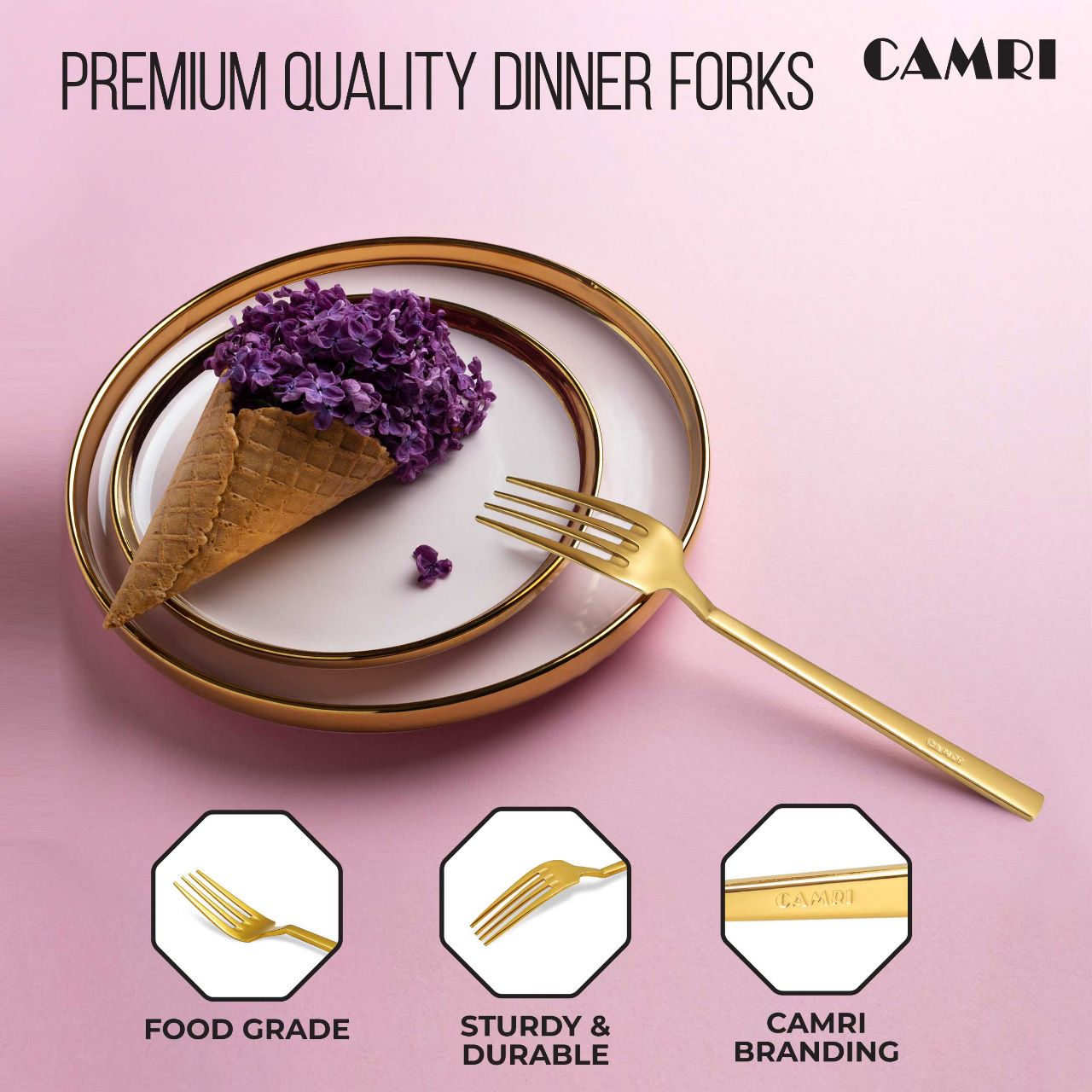 CAMRI Dinner Fork C62 GoldPack of 6 – Camri