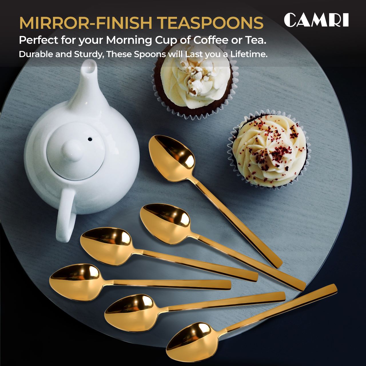 CAMRI Tea Spoon C62 GoldPack of 6 – Camri